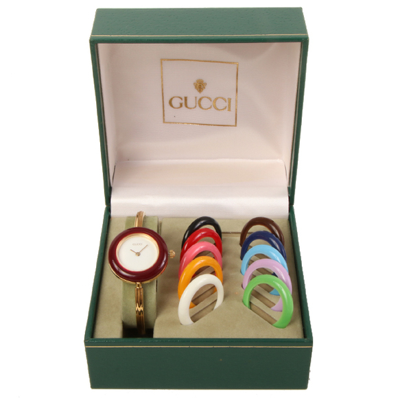 Gucci | Accessories | Gucci Metallic Changeable Bezel Watch 1colors ...